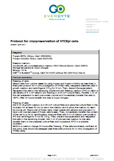 Cryopreservation of hTCEpi cells - Protocol | Pharmaceutical Networking
