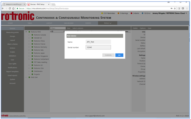 Rotronic Restful API enables custom enhancements to RMS monitoring