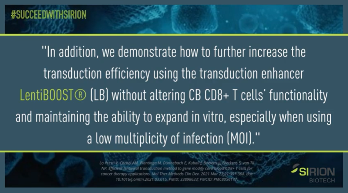 Succeed with Sirion - Transduction Enhancer LentiBOOST®