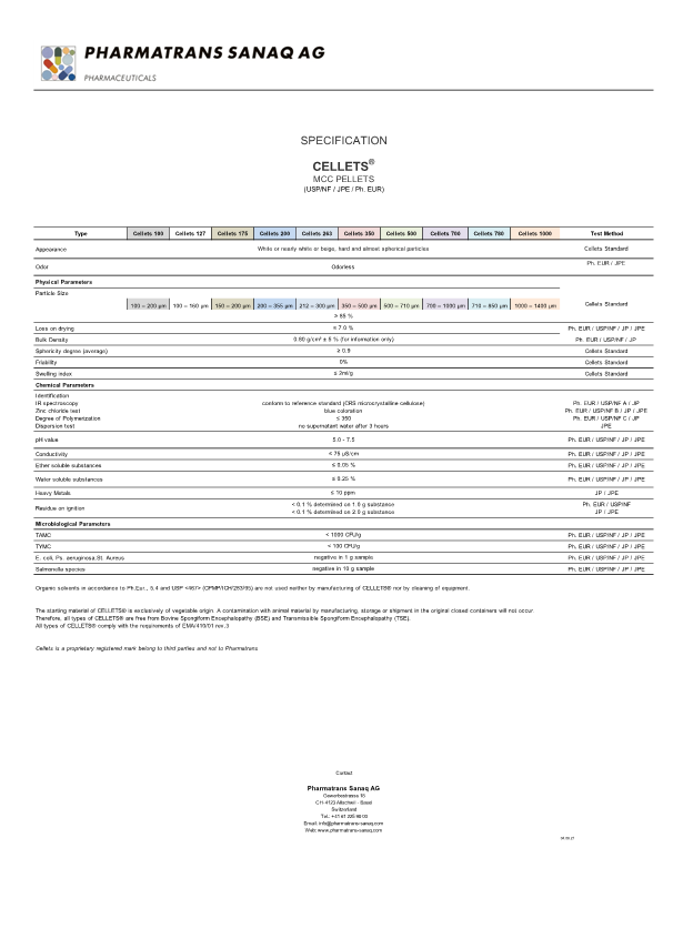 Cellets® Microcrystalline Cellulose Pellets: multiparticulate dosage forms